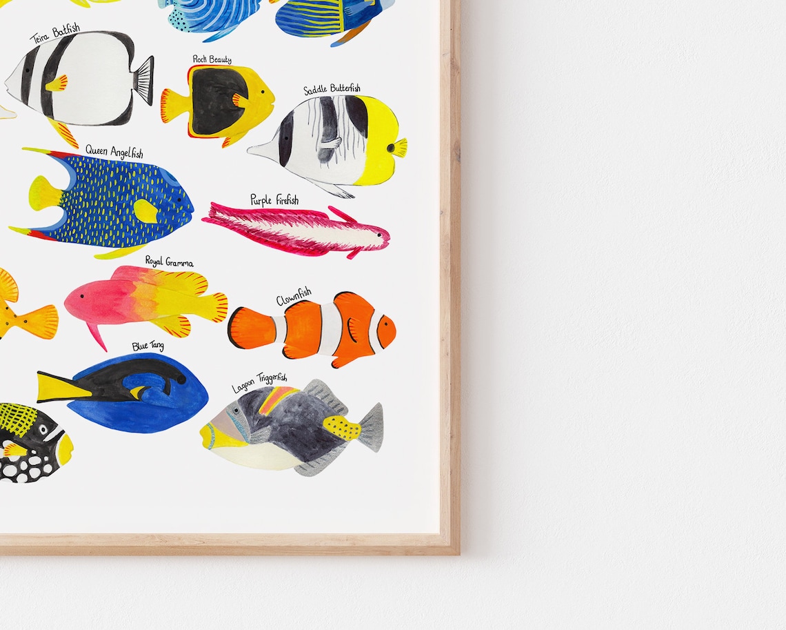 Types of Fish Poster Fish Species Poster Tropical Fish Print Great ...