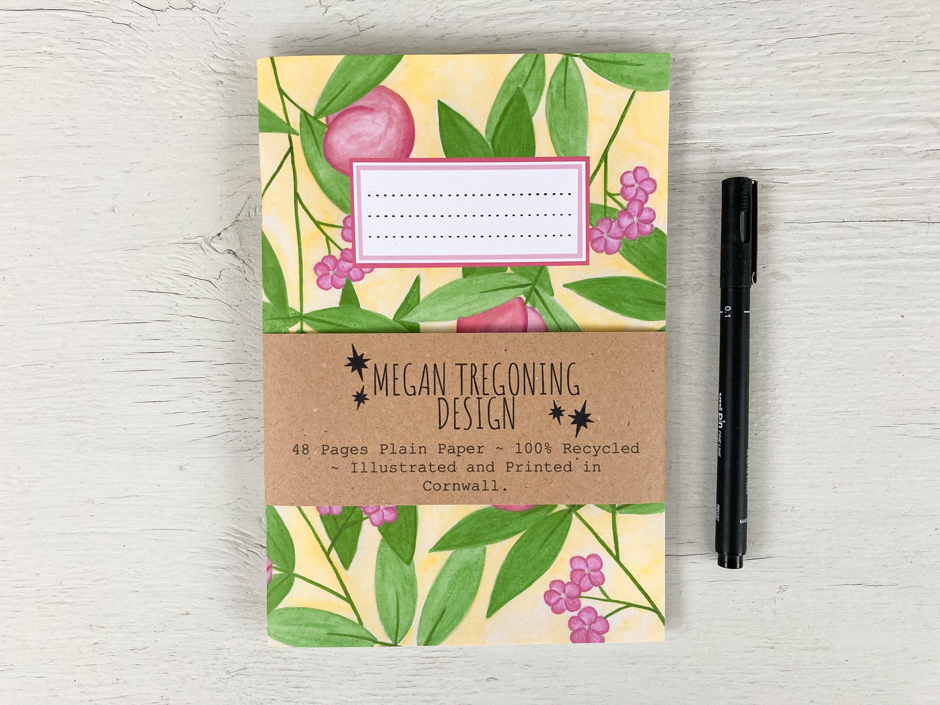 Citrus Fruit Notebooks Orange Lemon Peach 48 Plain Page Notebook Floral ...