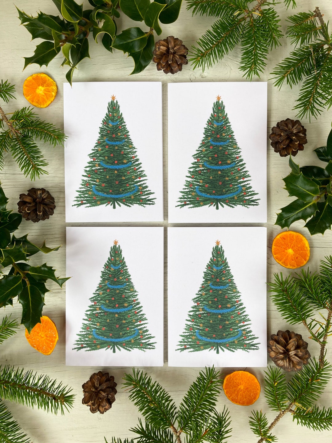 Christmas Tree Card Christmas Card Pack Holiday Cards - Etsy UK