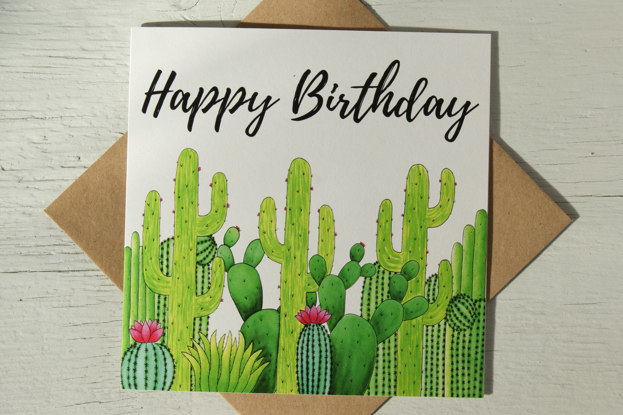 Cactus Birthday Card Cute Cactus Greeting Card Recycled | Etsy