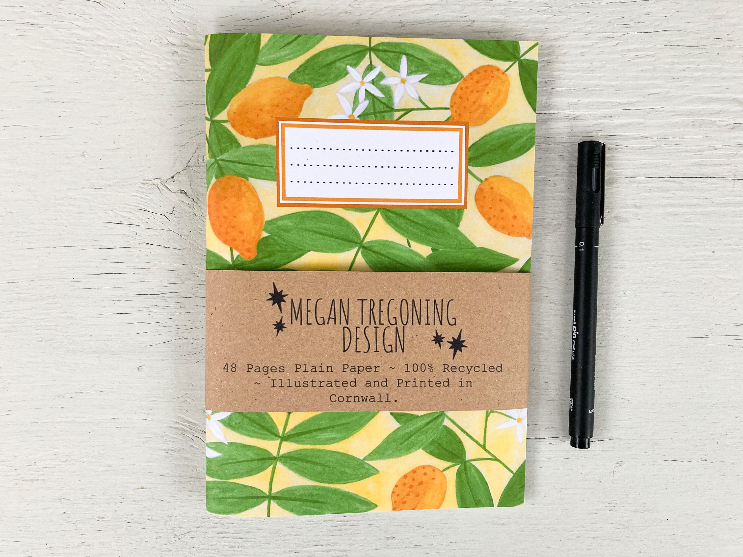 Citrus Fruit Notebooks Orange Lemon Peach 48 Plain Page Notebook Floral ...