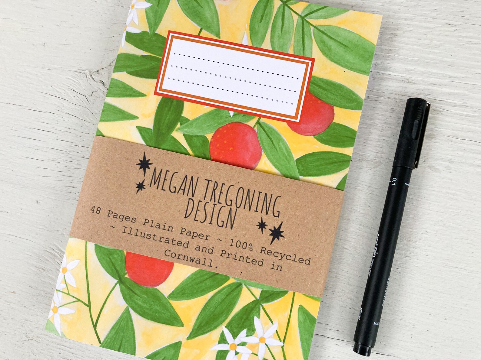 Citrus Fruit Notebooks | Orange, Lemon, Peach | 48 Plain Page Notebook ...