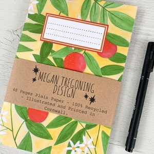 Citrus Fruit Notebooks | Orange, Lemon, Peach | 48 Plain Page Notebook ...