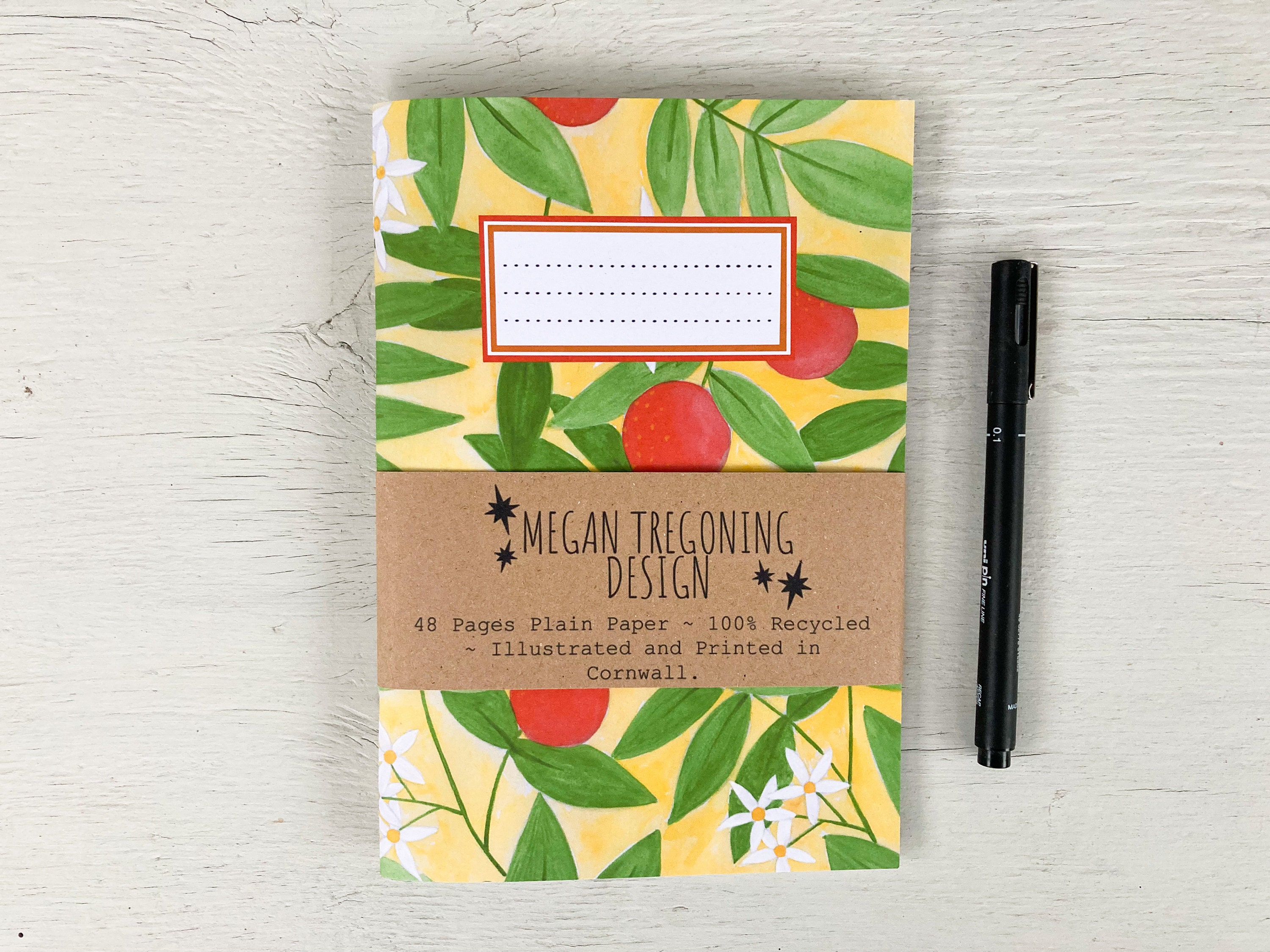 Citrus Fruit Notebooks Orange Lemon Peach 48 Plain Page Notebook Floral ...