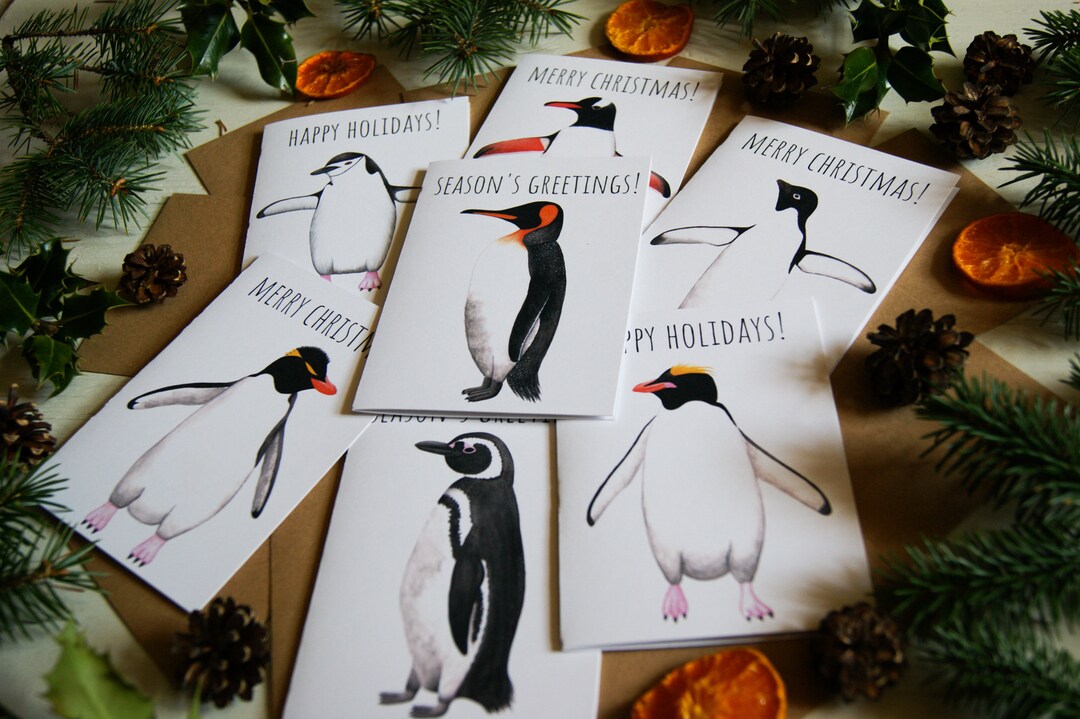 Antarctic Penguin Christmas Seven Card Pack | Cute Penguin Cards ...