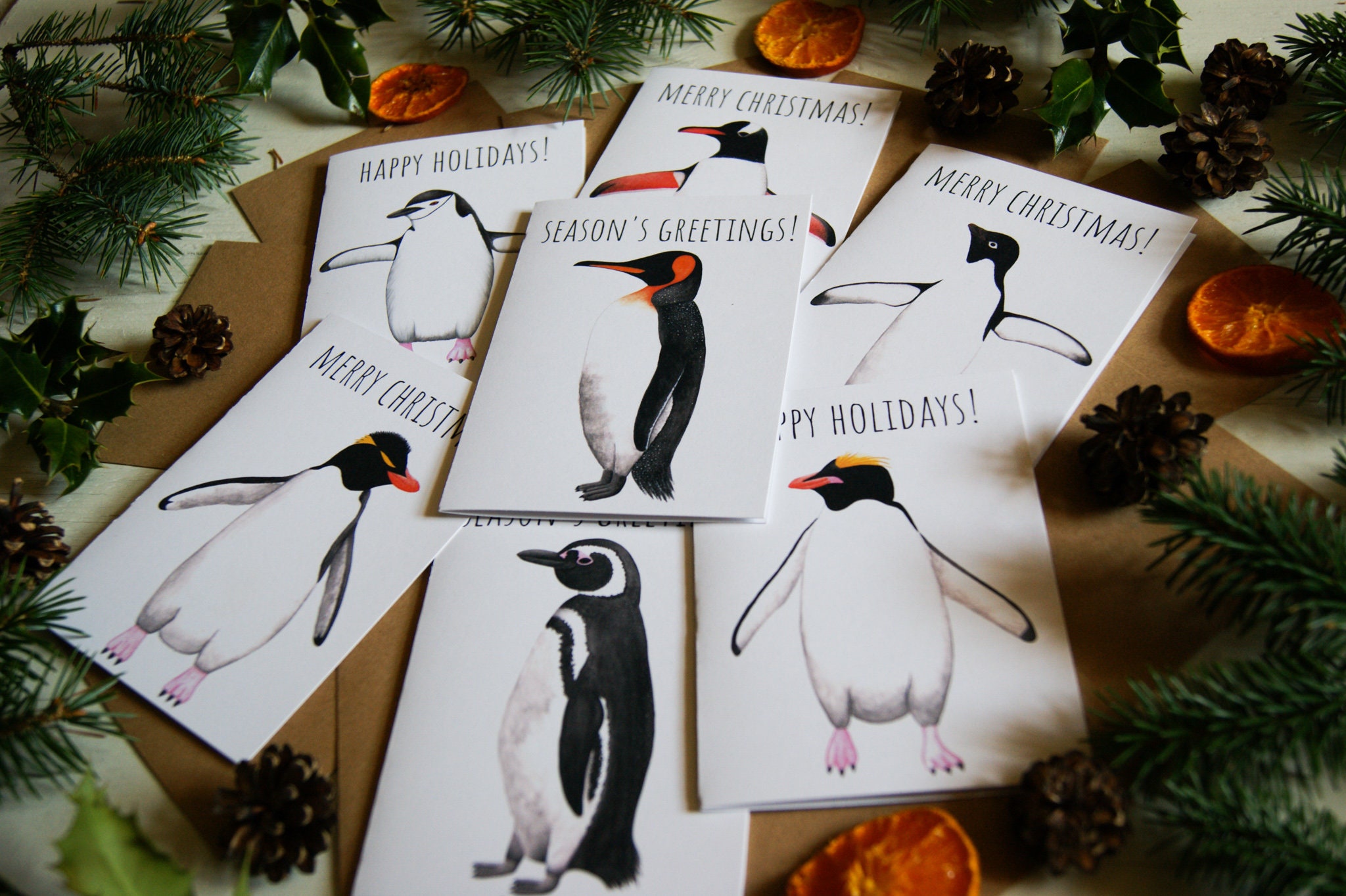 Gentoo Penguin Christmas Card Watercolour Penguin Greeting Card Holiday ...