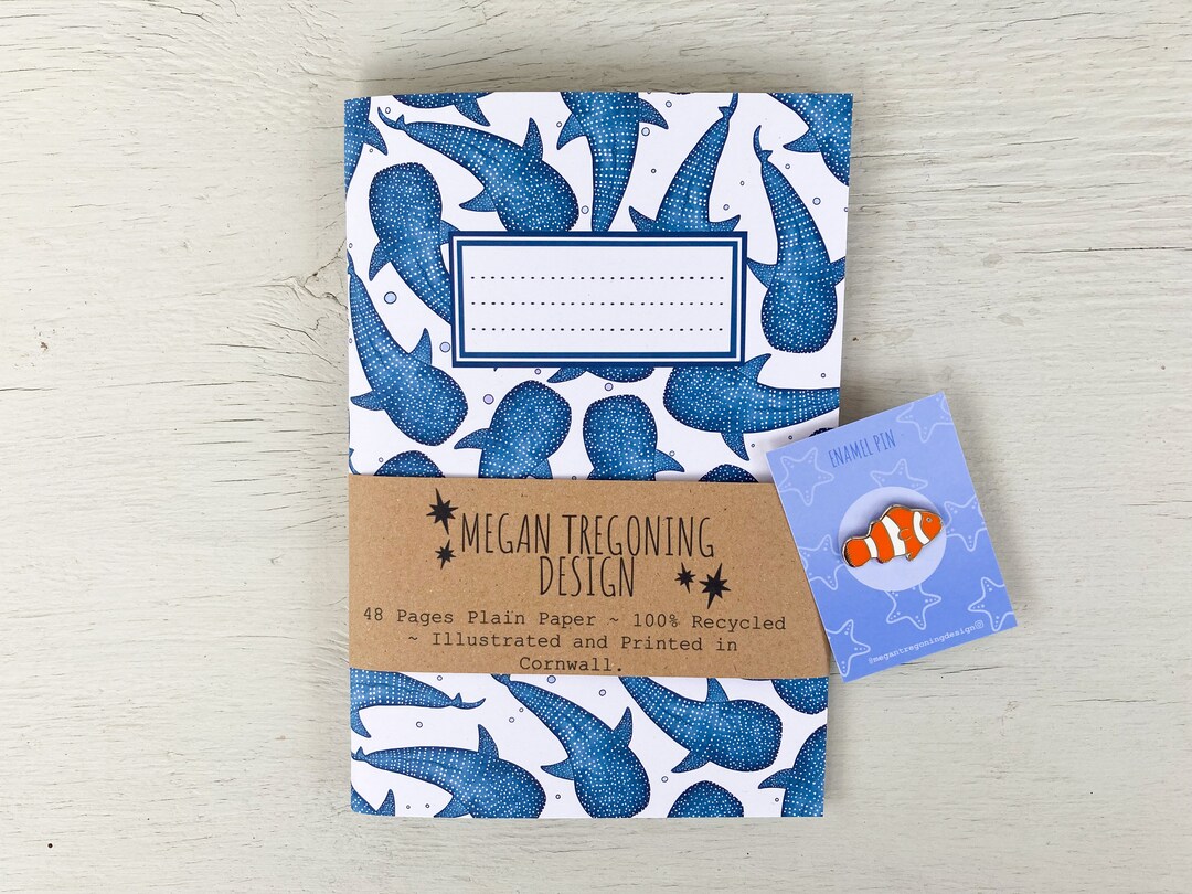 Marine Life Gift Set With Whale Shark Notebook and Clownfish Pin - Etsy