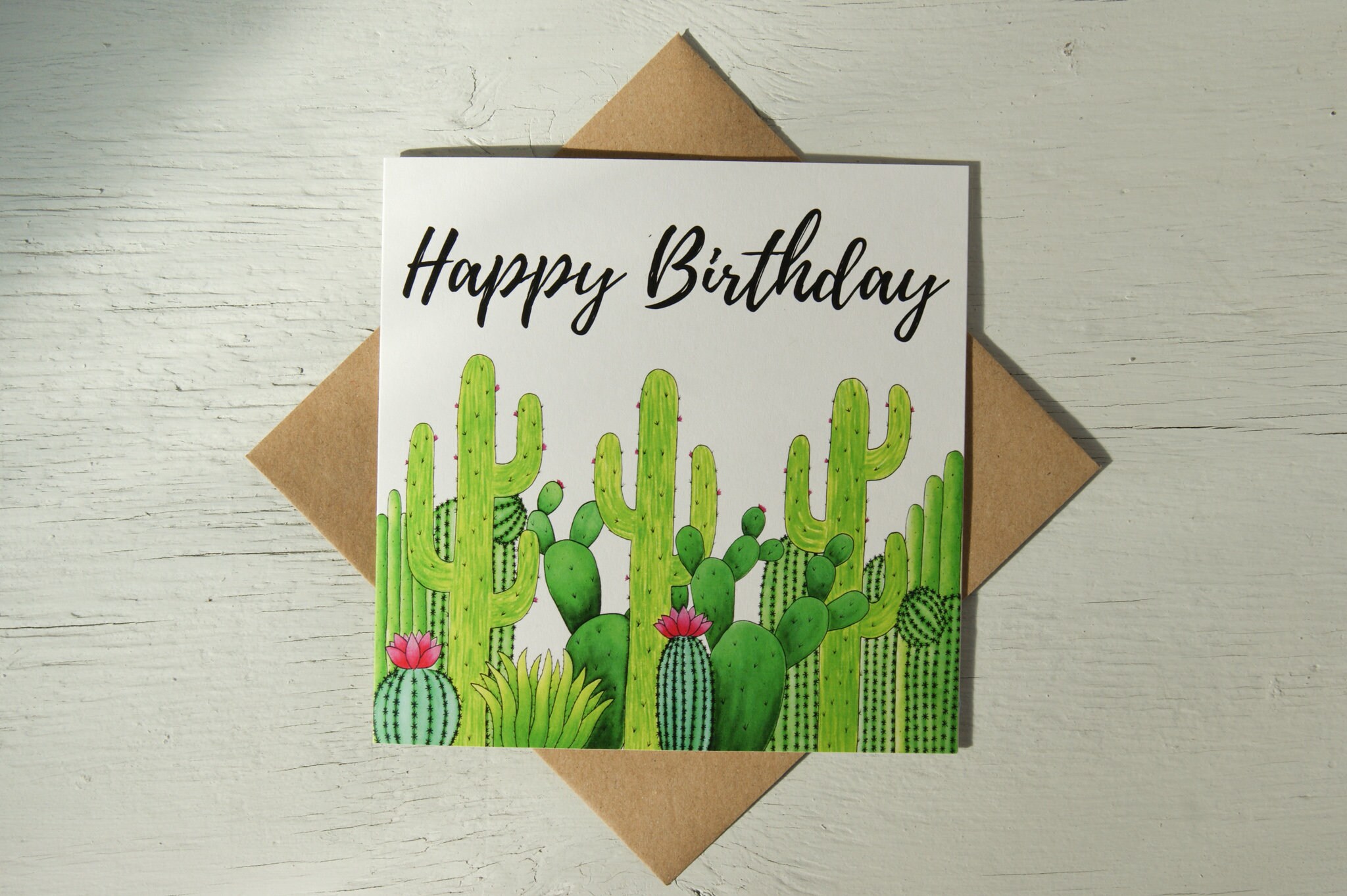 Cactus Birthday Card Cute Cactus Greeting Card Recycled | Etsy