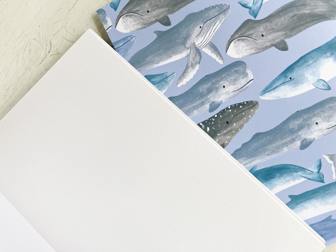 Baleen Whale A5 Recycled Notebook | 48 Plain Pages | Sea Life Notebook ...