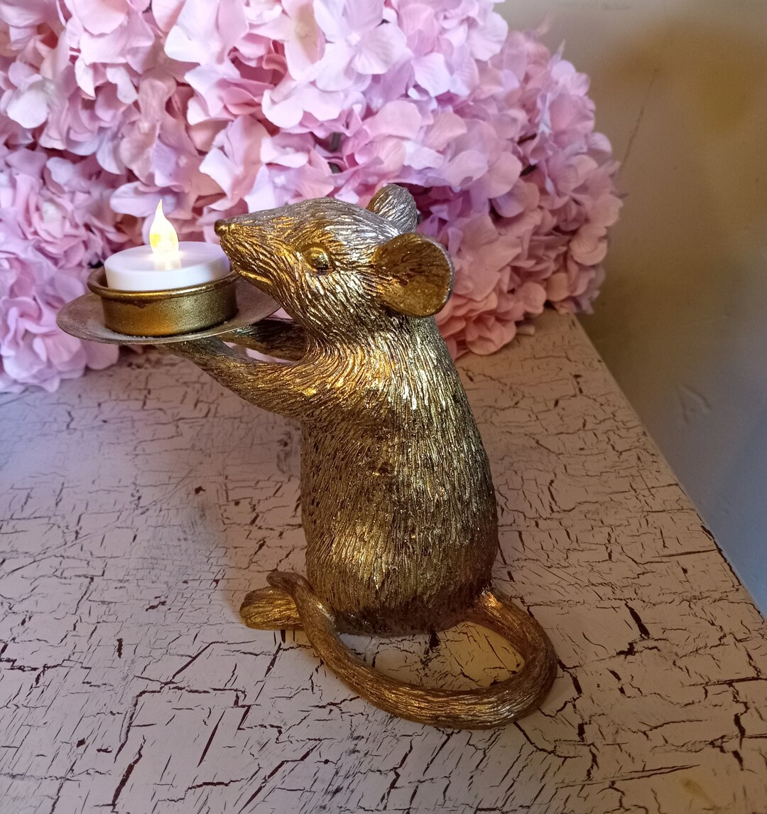 Gold Mouse Tealight Vintage Style Candle Holder Etsy Uk