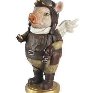 Flying Pig Pilot With Wings Indoor/outdoor Ornament Sculpture - Etsy