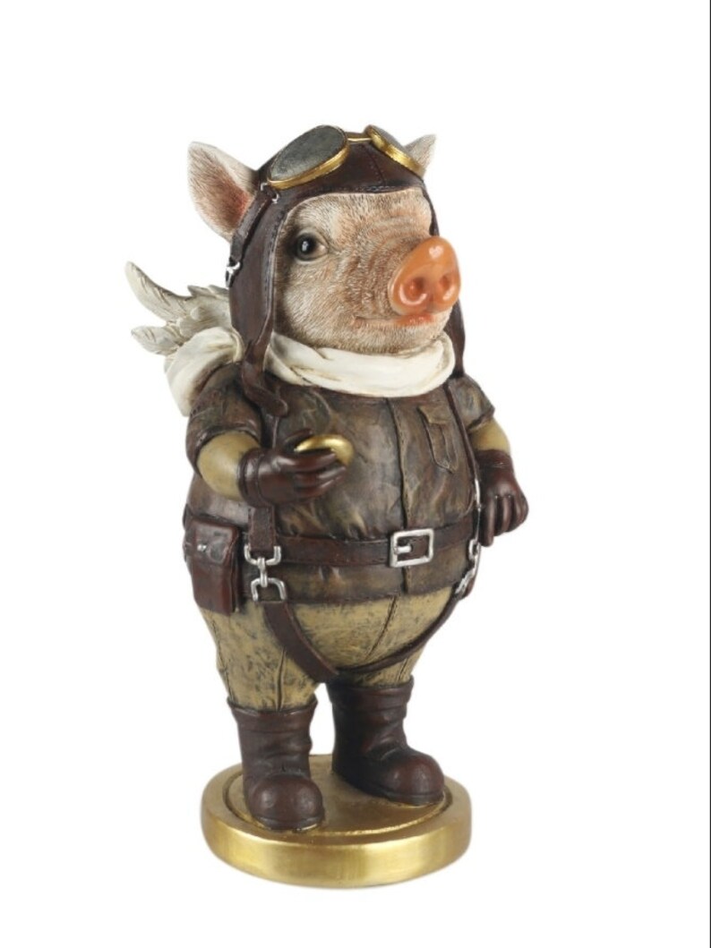 Flying Pig Pilot With Wings Indoor/outdoor Ornament Sculpture - Etsy