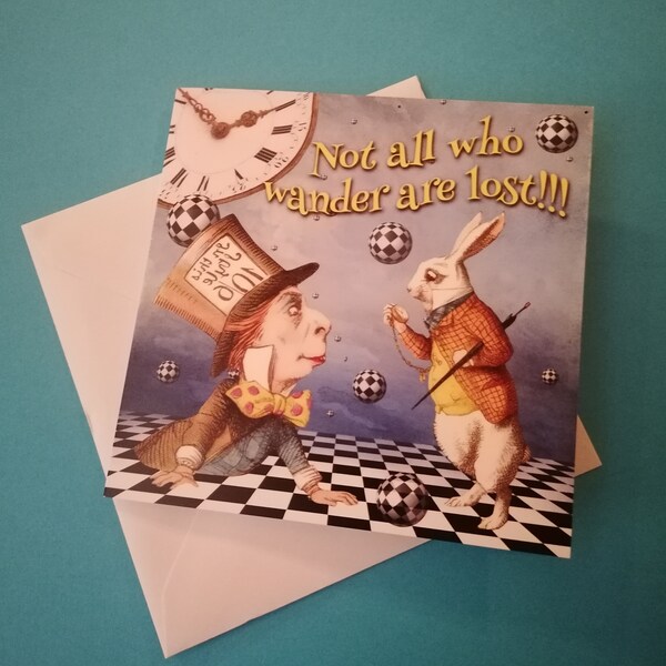 White Rabbit Card and Clock - Etsy UK