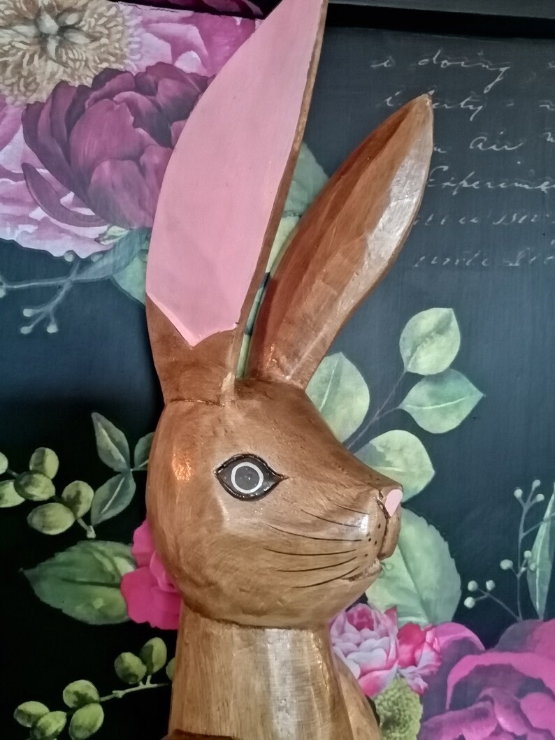 Extra Large Antiqued Hennow Hare Rabbit Hand Carved Wooden Articulated ...