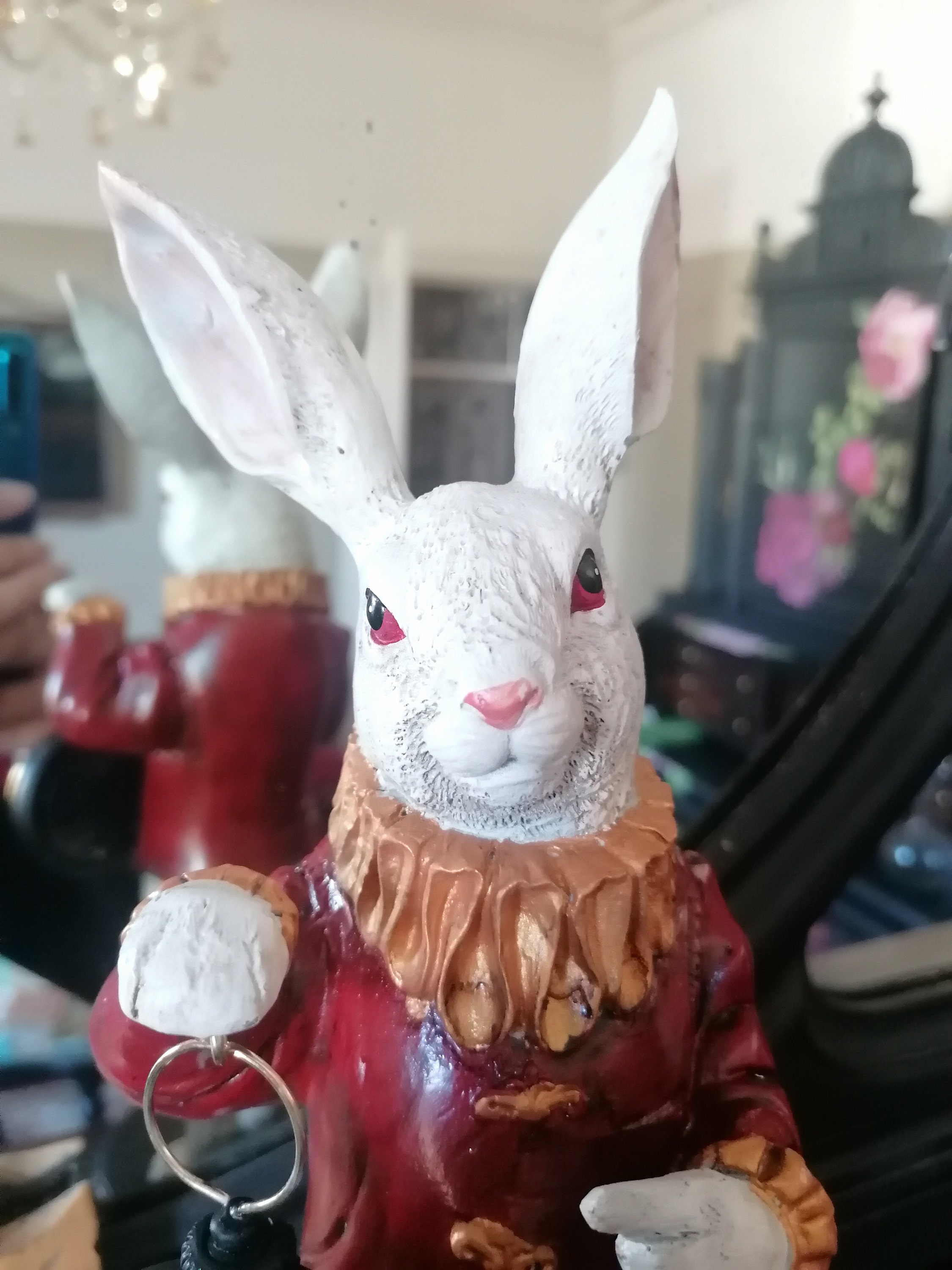 Alice in Wonderland White Rabbit Red Jacket Mantle Clock battery Fitted ...