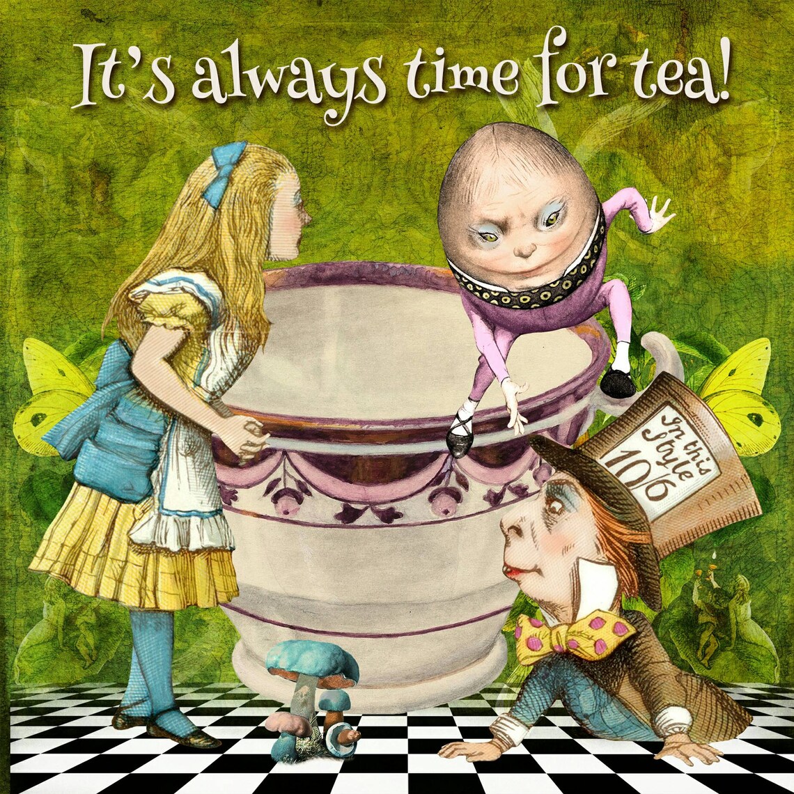 Alice in Wonderland 'it's Always Time for Tea' Blank Greeting Card, Mad ...