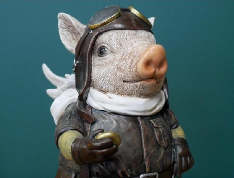 Flying Pig Pilot With Wings Indoor/outdoor Ornament Sculpture - Etsy