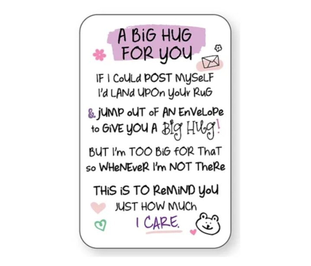 A Big Hug for You Wallet Card Inspired Words Keepsake Sentimental ...