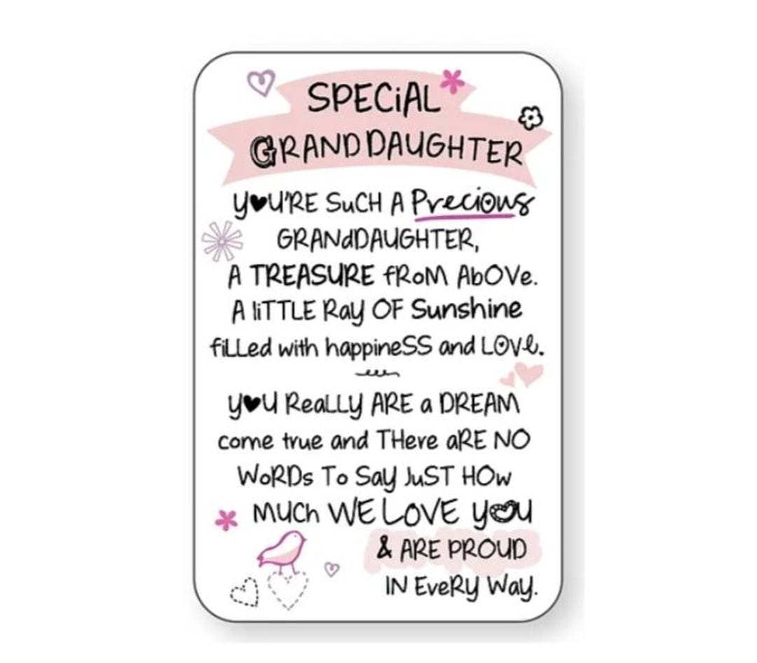 Special Grand Daughter Wallet Card Inspired Words Keepsake Sentimental ...