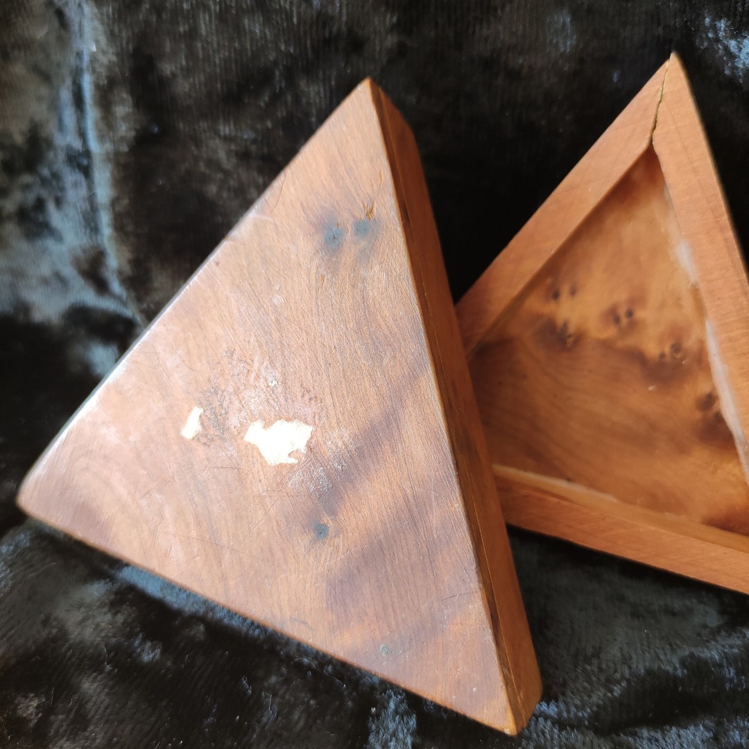 Wooden Triangle Box, Vintage Tobacco Box, Oak Wood Jewelry Box ...