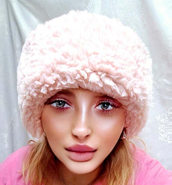 Handmade knitted fur hat