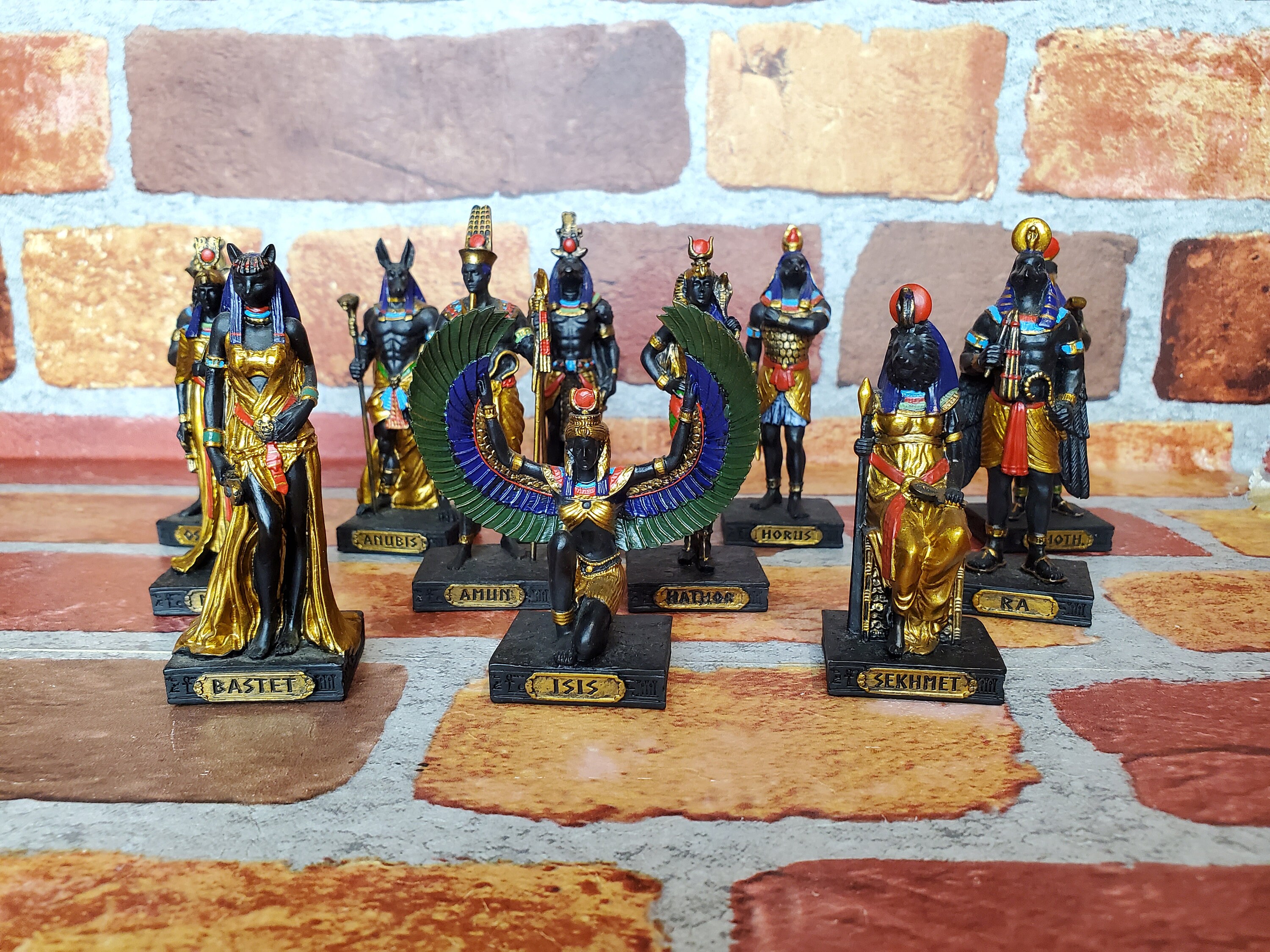 Vintage Ancient Egyptian Deities Set of 12 Figurines - Miniature ...