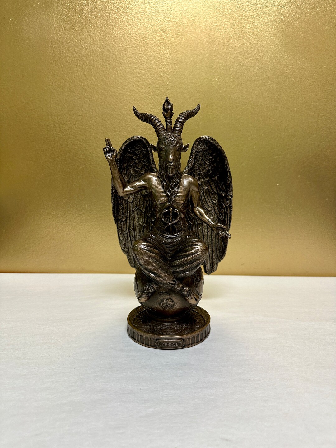 Vintage Baphomet Statue - Cold Cast Bronze - Sabbatic Goat Occult Altar ...