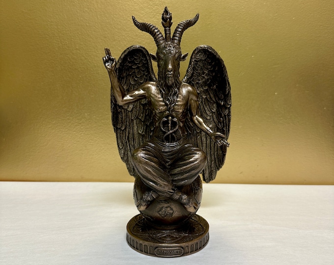 Vintage Baphomet Statue Cold Cast Bronze Sabbatic Goat Occult Altar ...