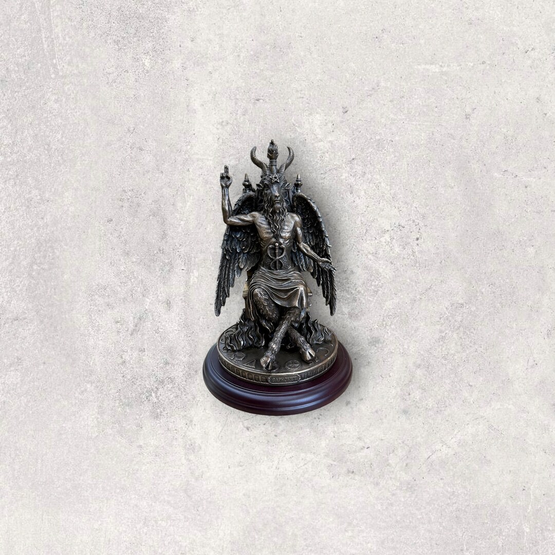 Vintage Baphomet Statue With Wooden Base - Cold Cast Bronze - Sabbatic ...