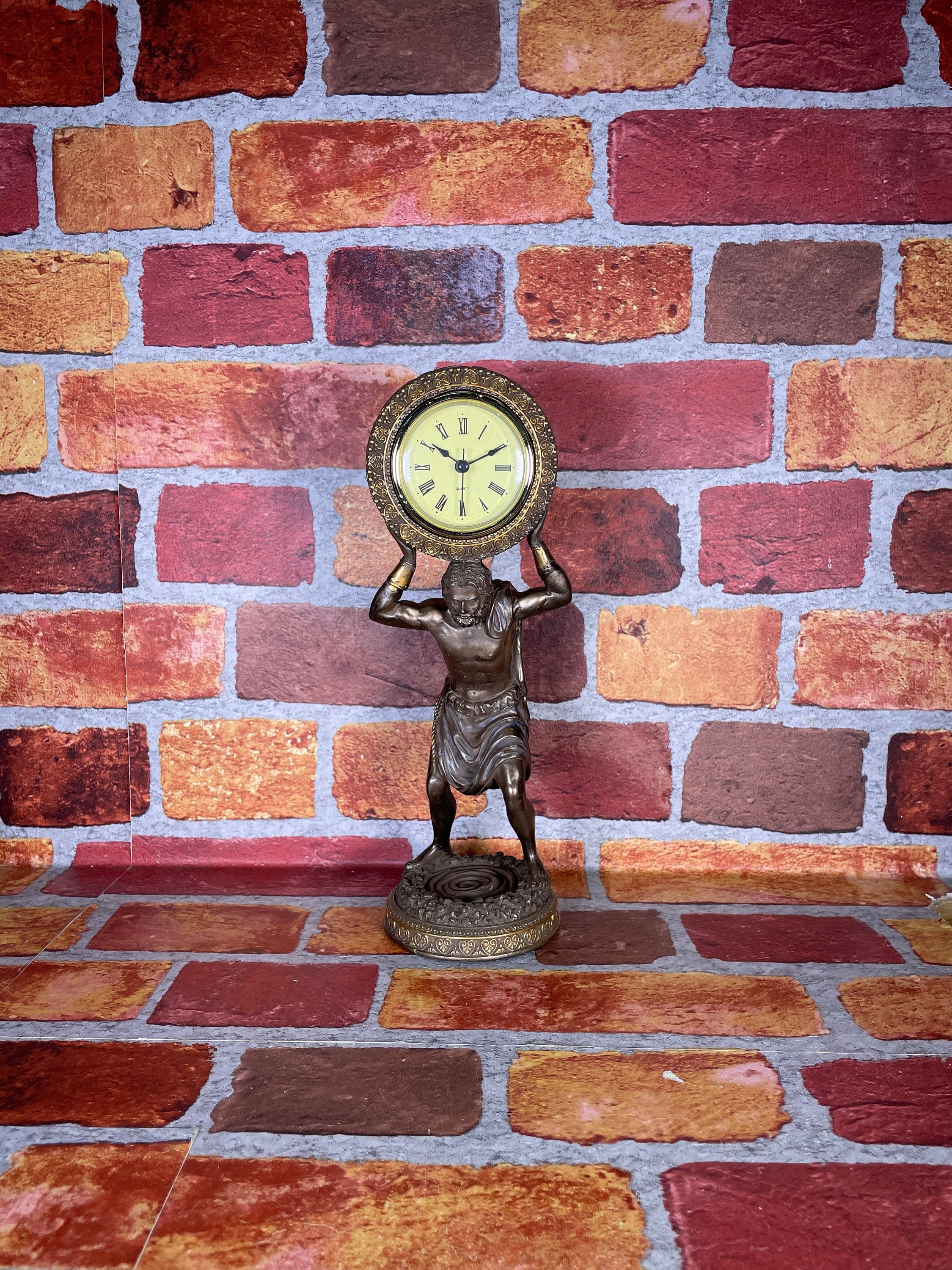 Vintage Atlas Clock Statue Greek Titan Atlas Carrying Globe - Etsy