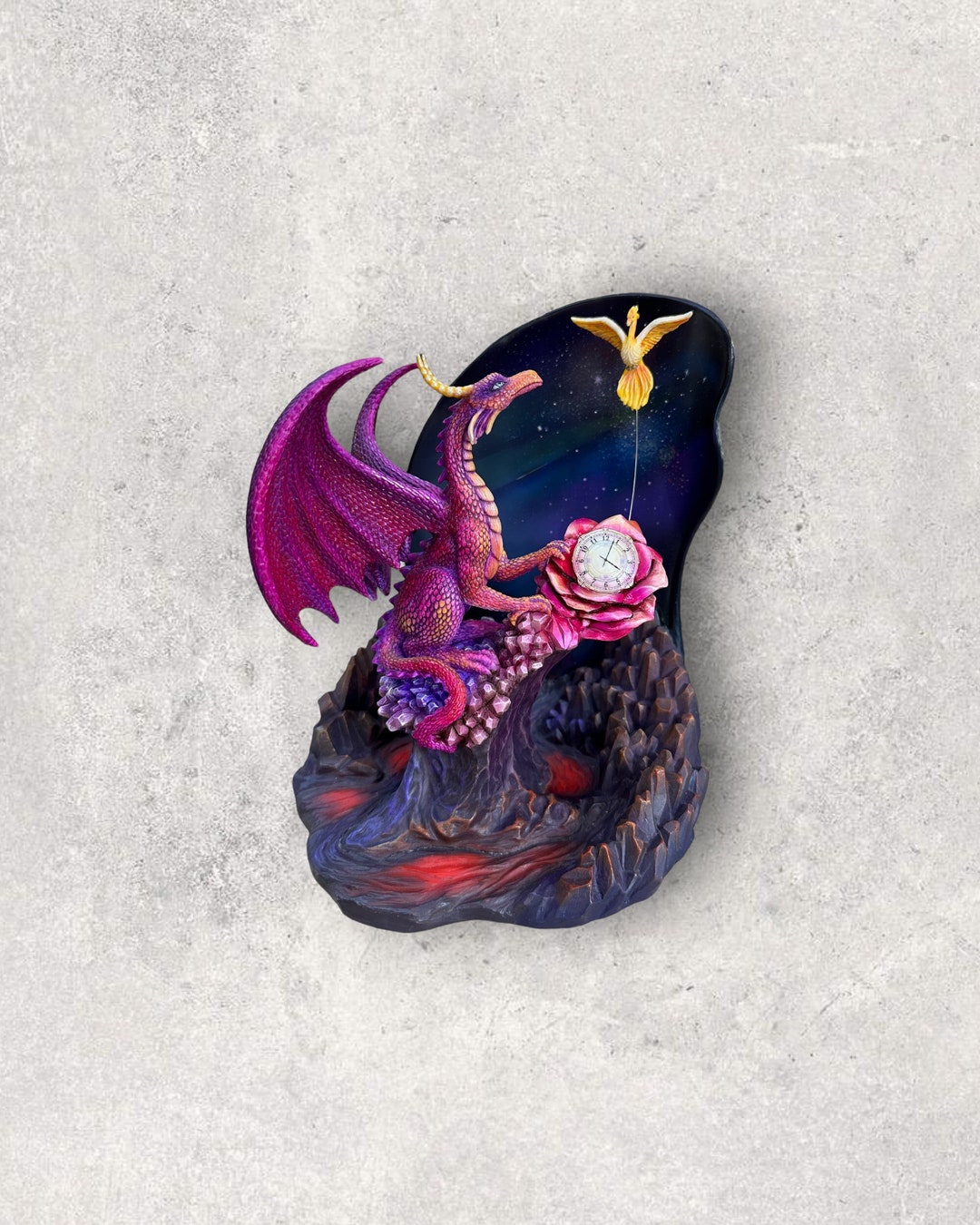 Vintage Time Dragon Statue Fantasy Dragon Statue - Etsy