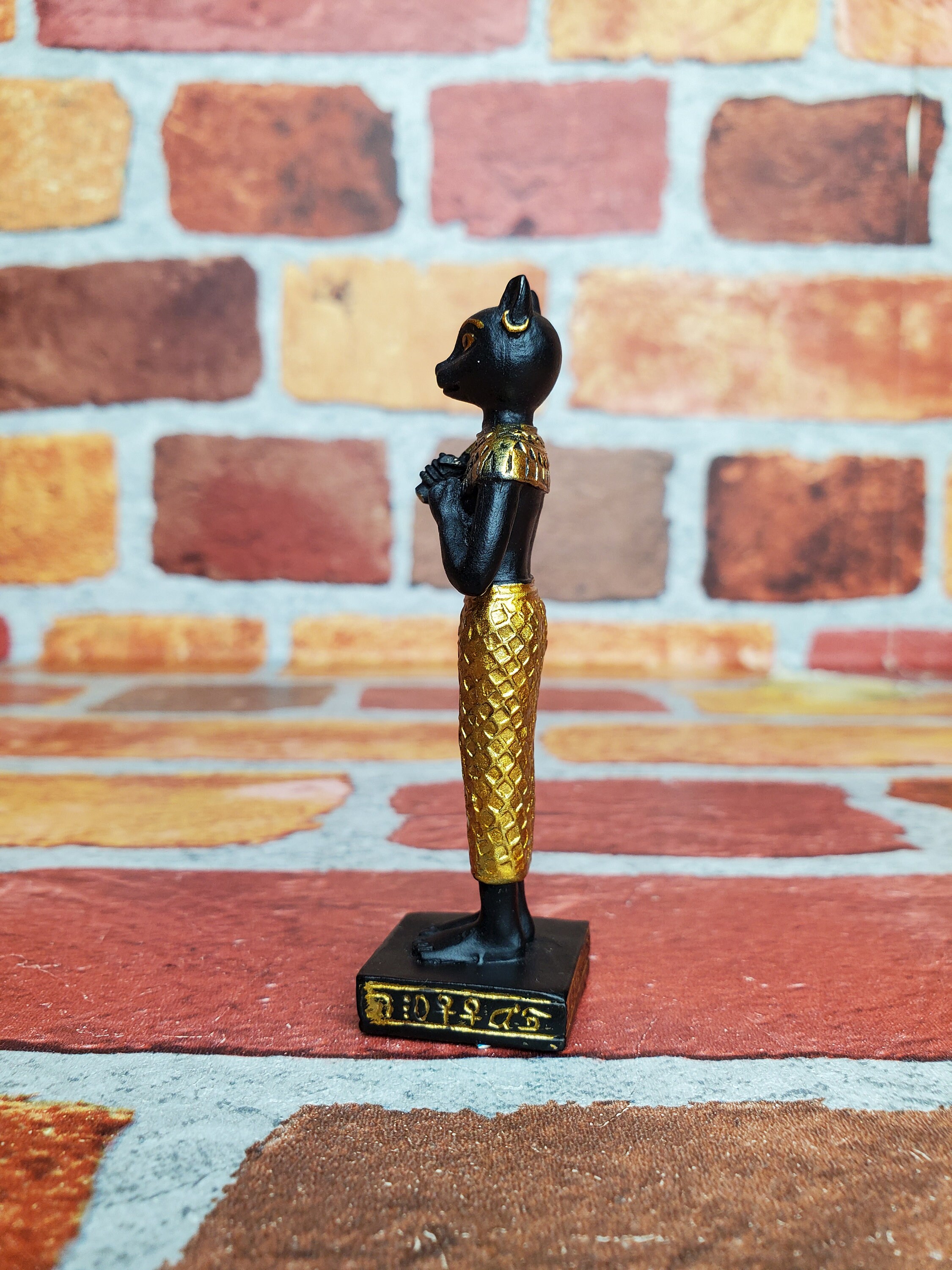 Vintage Standing Bastet Figurine With Ankh Miniature | Etsy