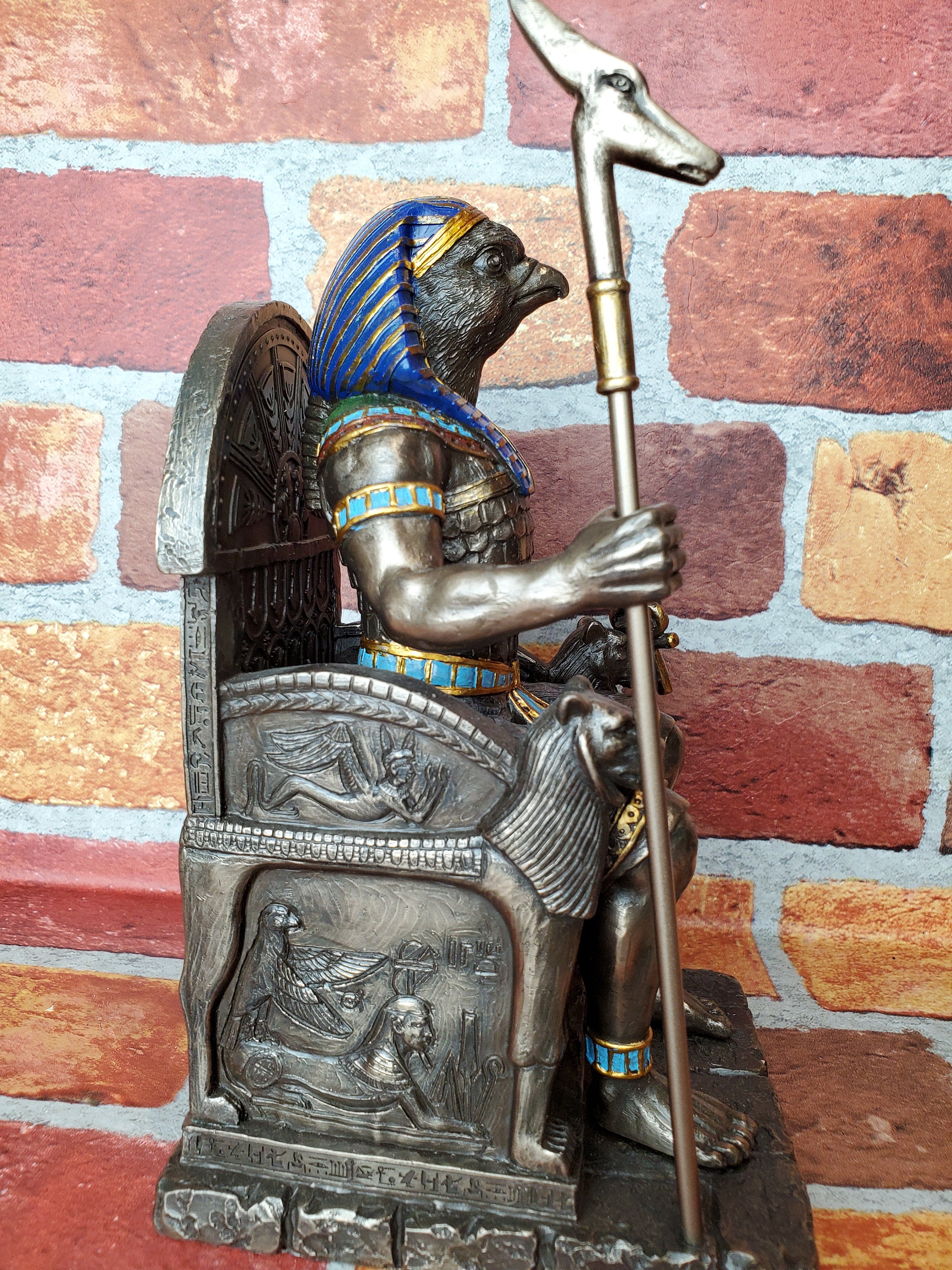 Vintage Horus in Throne Statue - Egyptian Falcon God Horus - Etsy