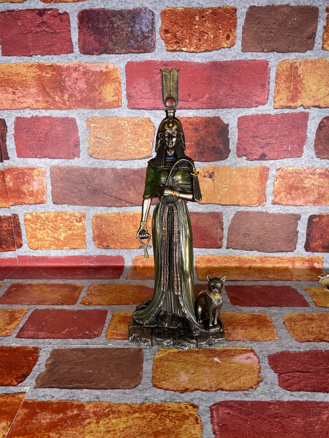 Vintage Queen Nefertari With Goddess Bastet Statue - Egyptian Queen ...