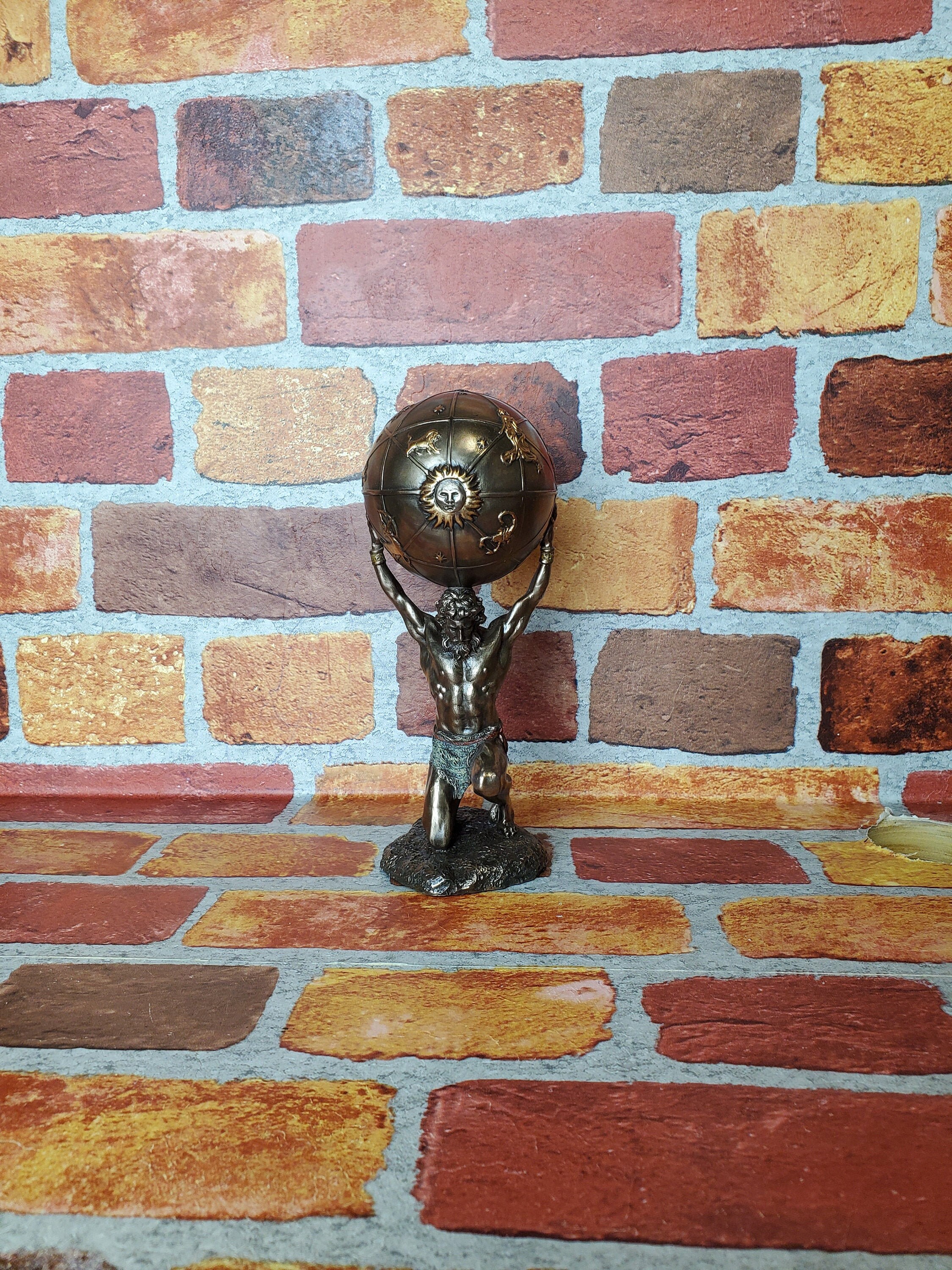 Vintage Atlas Statue Greek Titan Atlas Carrying Globe Statue - Etsy