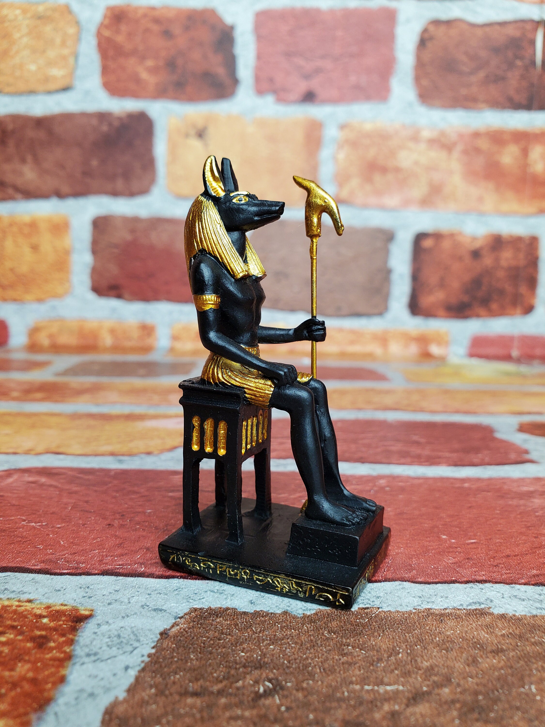 Vintage Anubis in Throne Figurine - Miniature Egyptian God Anubis Altar ...