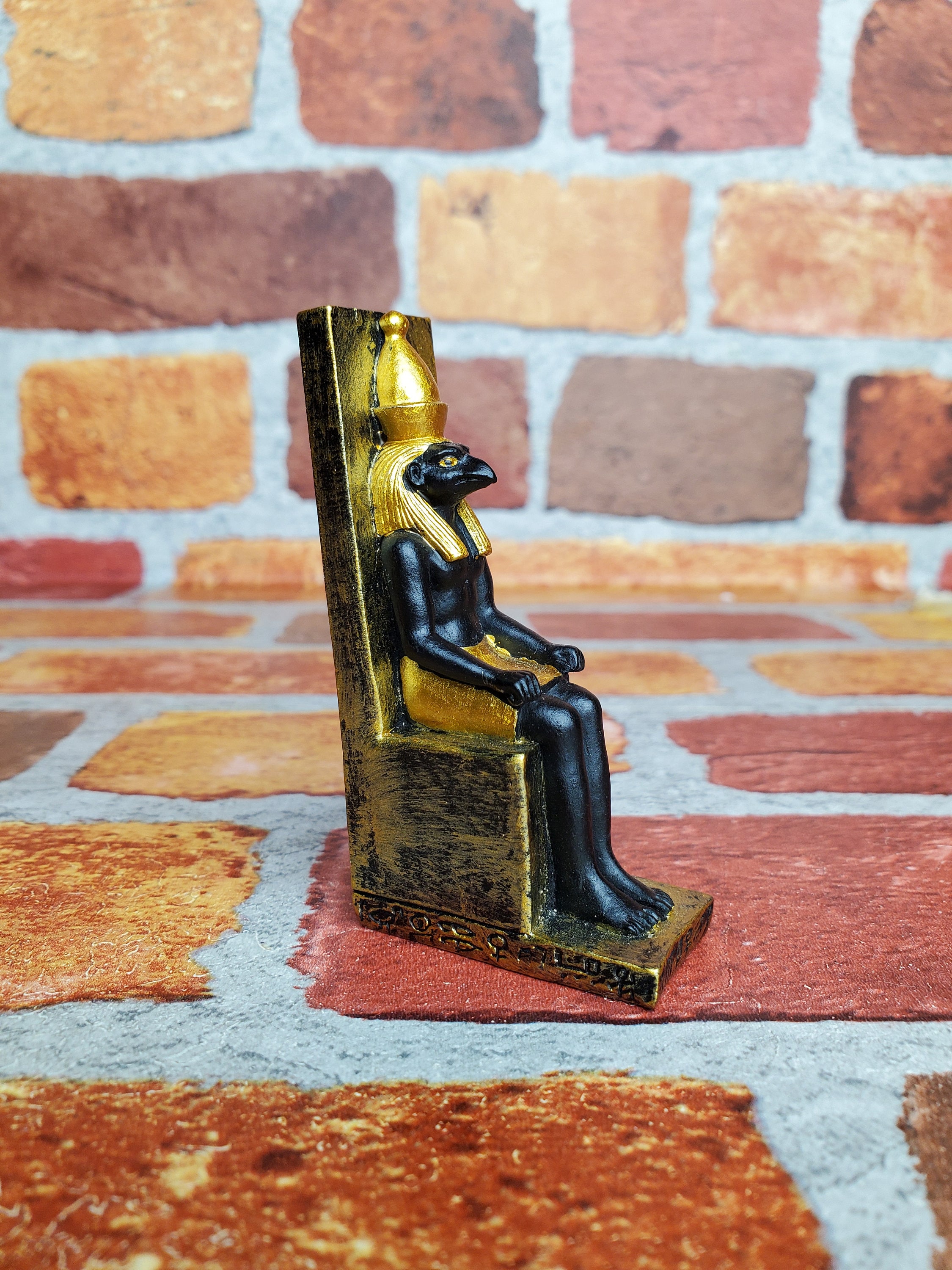 Vintage Seated Horus on Throne Figurine Miniature Egyptian - Etsy