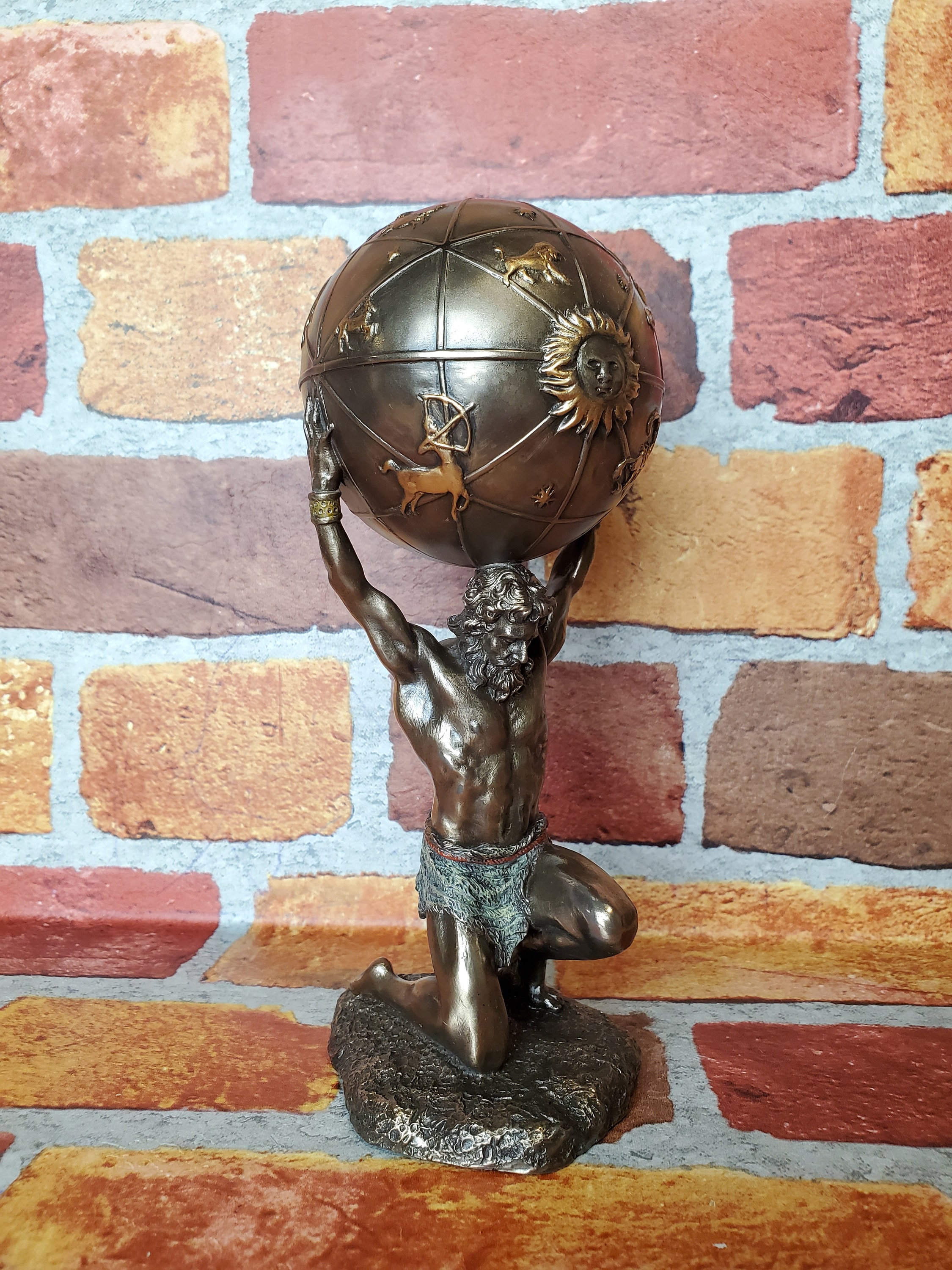 Vintage Atlas Statue Greek Titan Atlas Carrying Globe Statue - Etsy