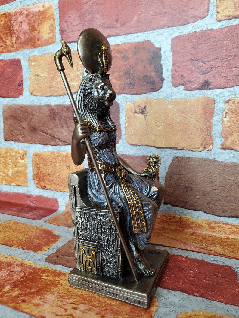 Vintage Sekhmet in Throne With Ankh Statue Egyptian Lion | Etsy