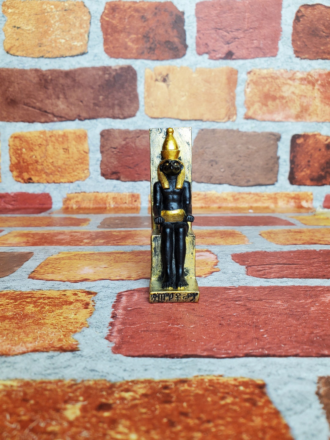 Vintage Seated Horus on Throne Figurine - Miniature Egyptian God Horus ...