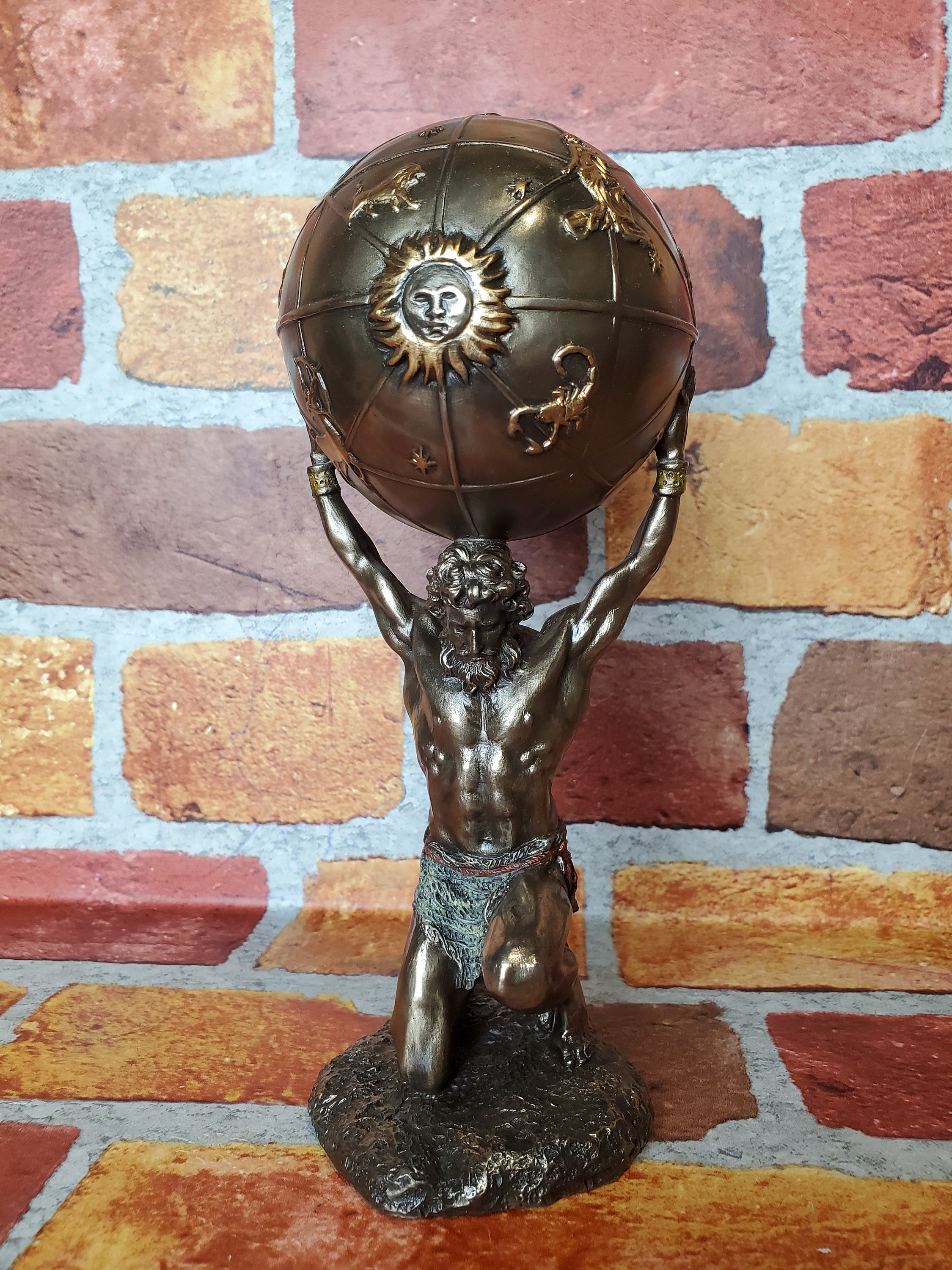 Vintage Atlas Statue Greek Titan Atlas Carrying Globe Statue - Etsy