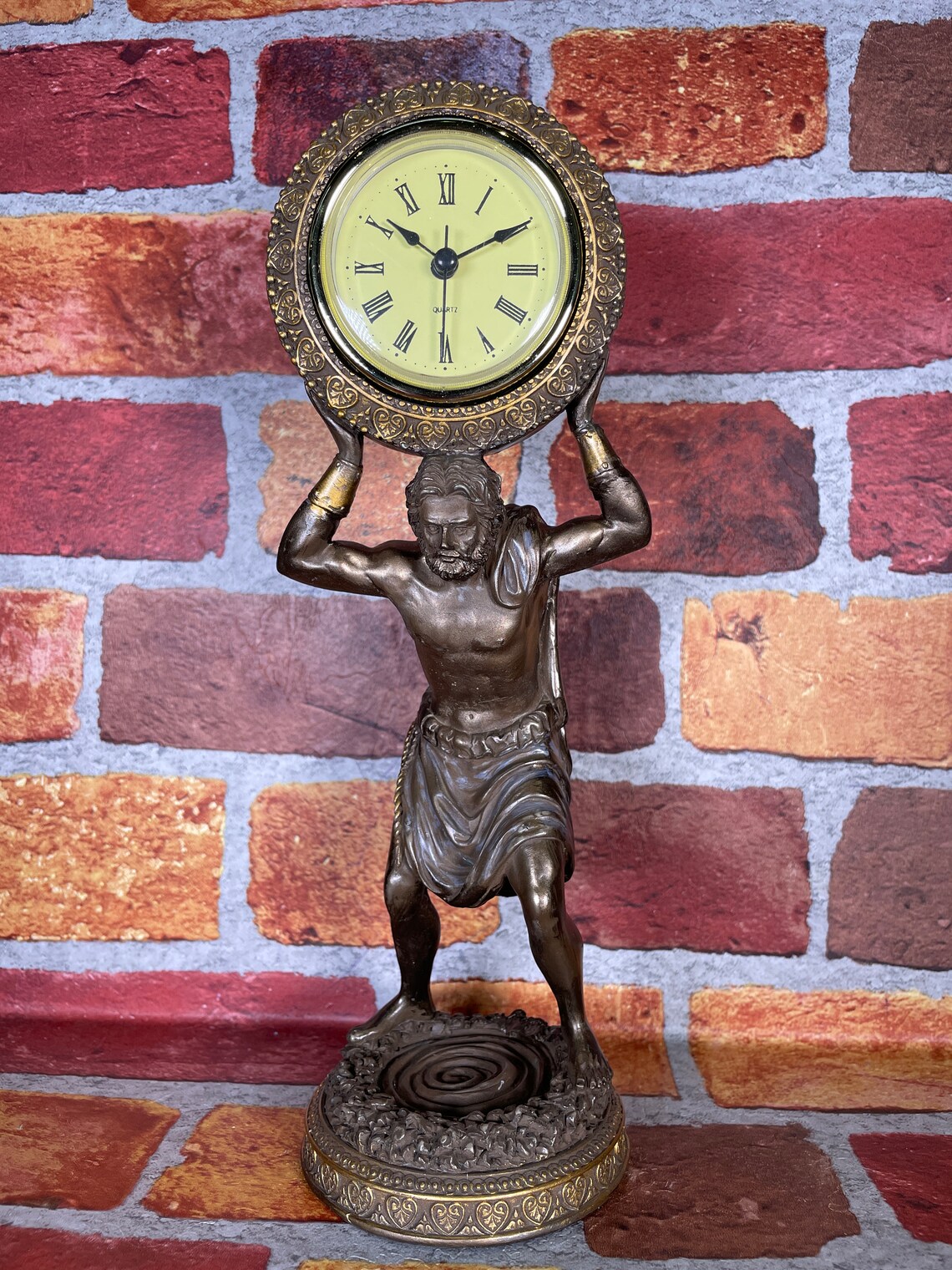 Vintage Atlas Clock Statue Greek Titan Atlas Carrying Globe - Etsy