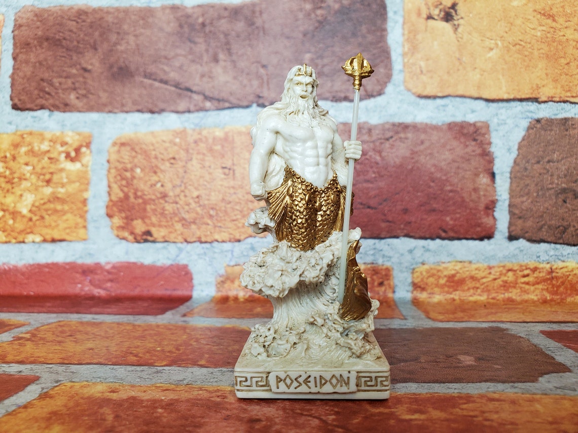 Vintage Poseidon Figurine - Miniature Greek God Poseidon Altar Statue ...