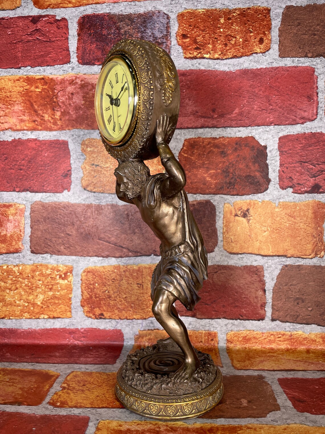 Vintage Atlas Clock Statue Greek Titan Atlas Carrying Globe - Etsy