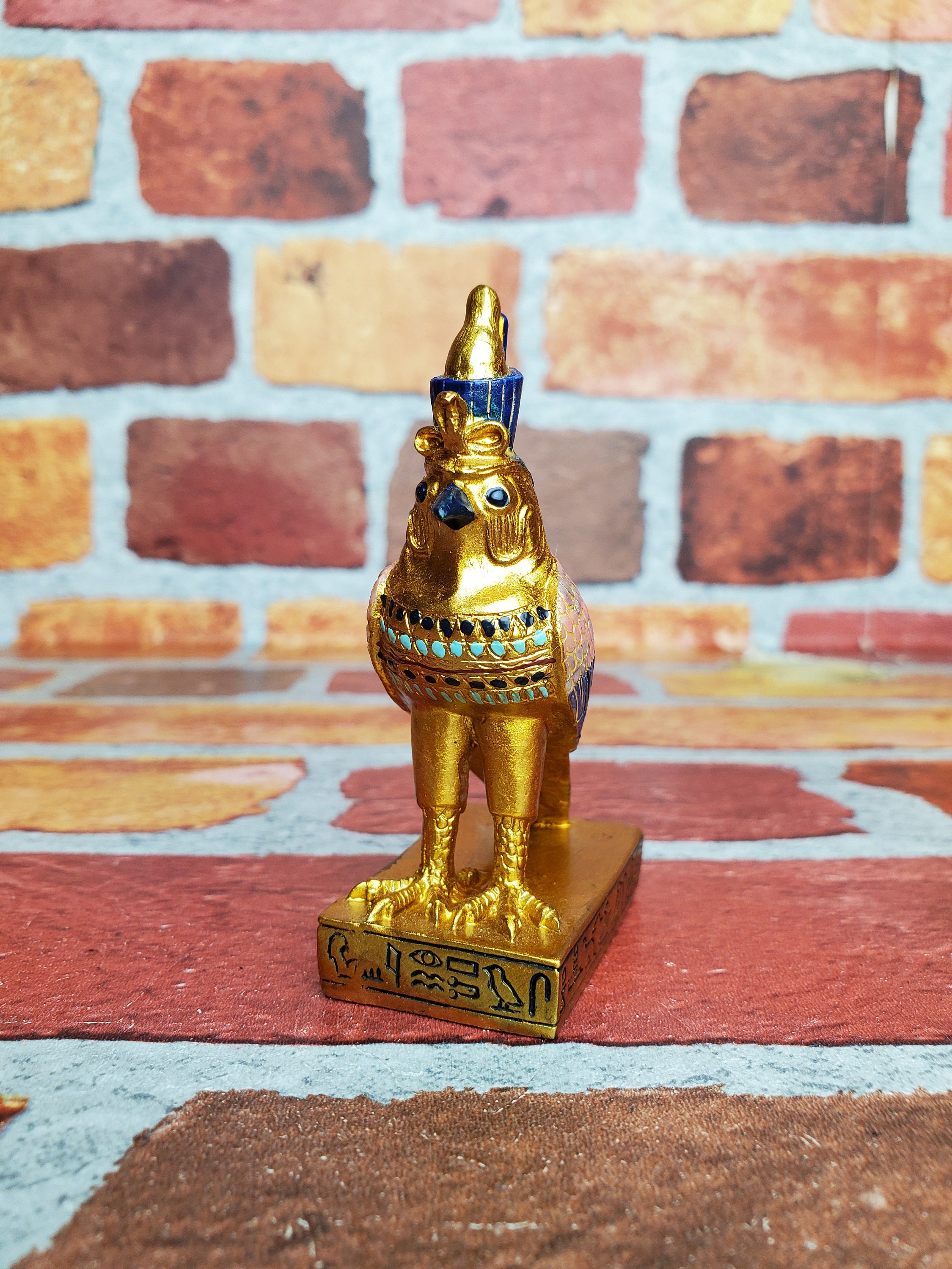 Vintage Golden Horus on Hieroglyphic Base Figurine Miniature | Etsy