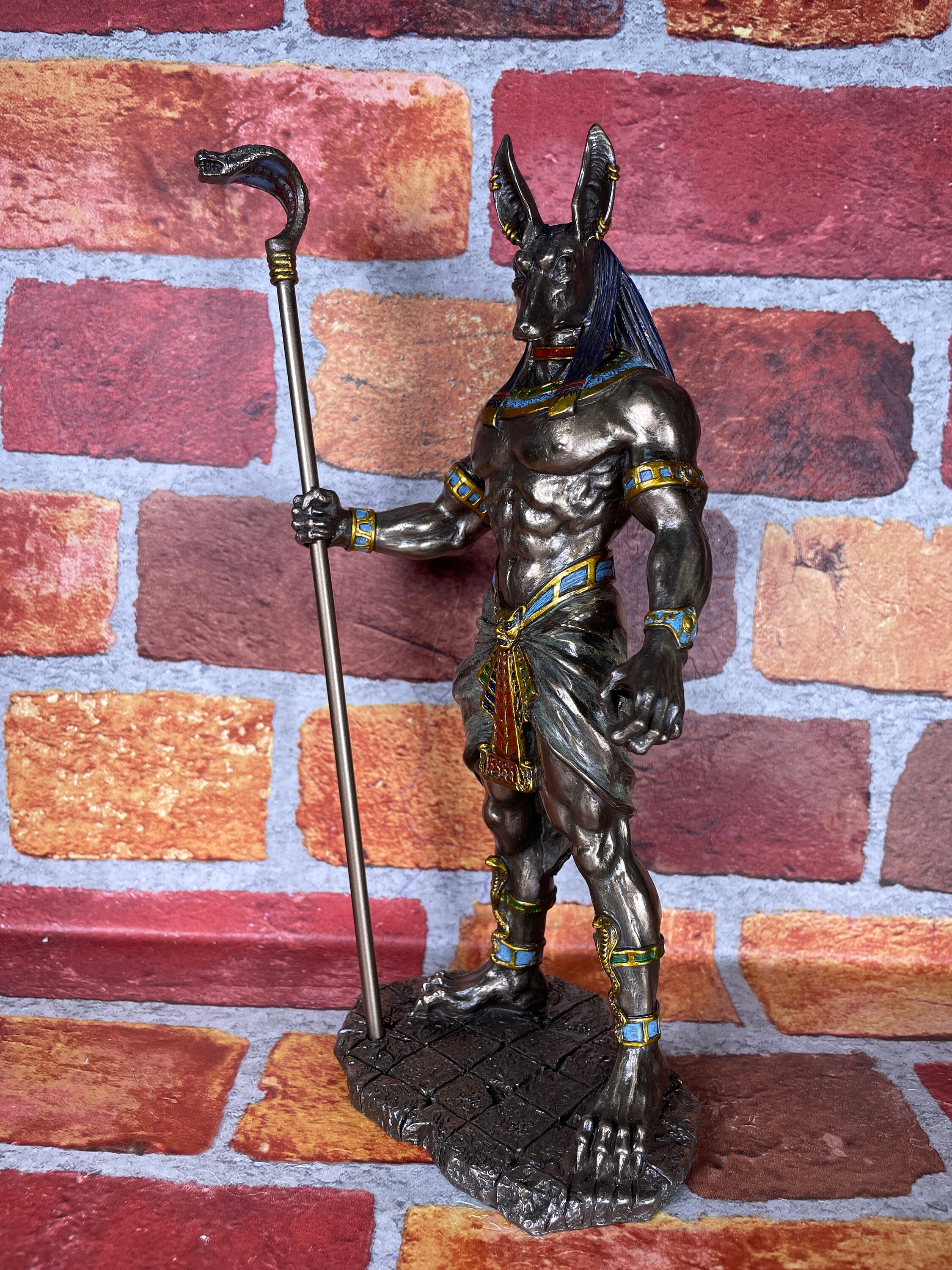 Vintage Anubis Standing With Staff Statue - Etsy