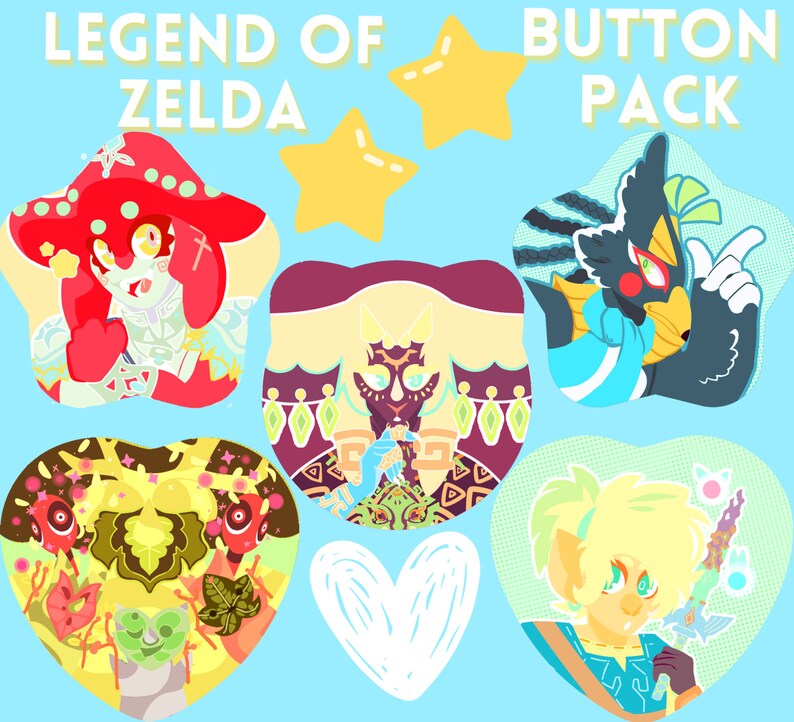 Legend of Zelda Button & Sticker Pack - Etsy