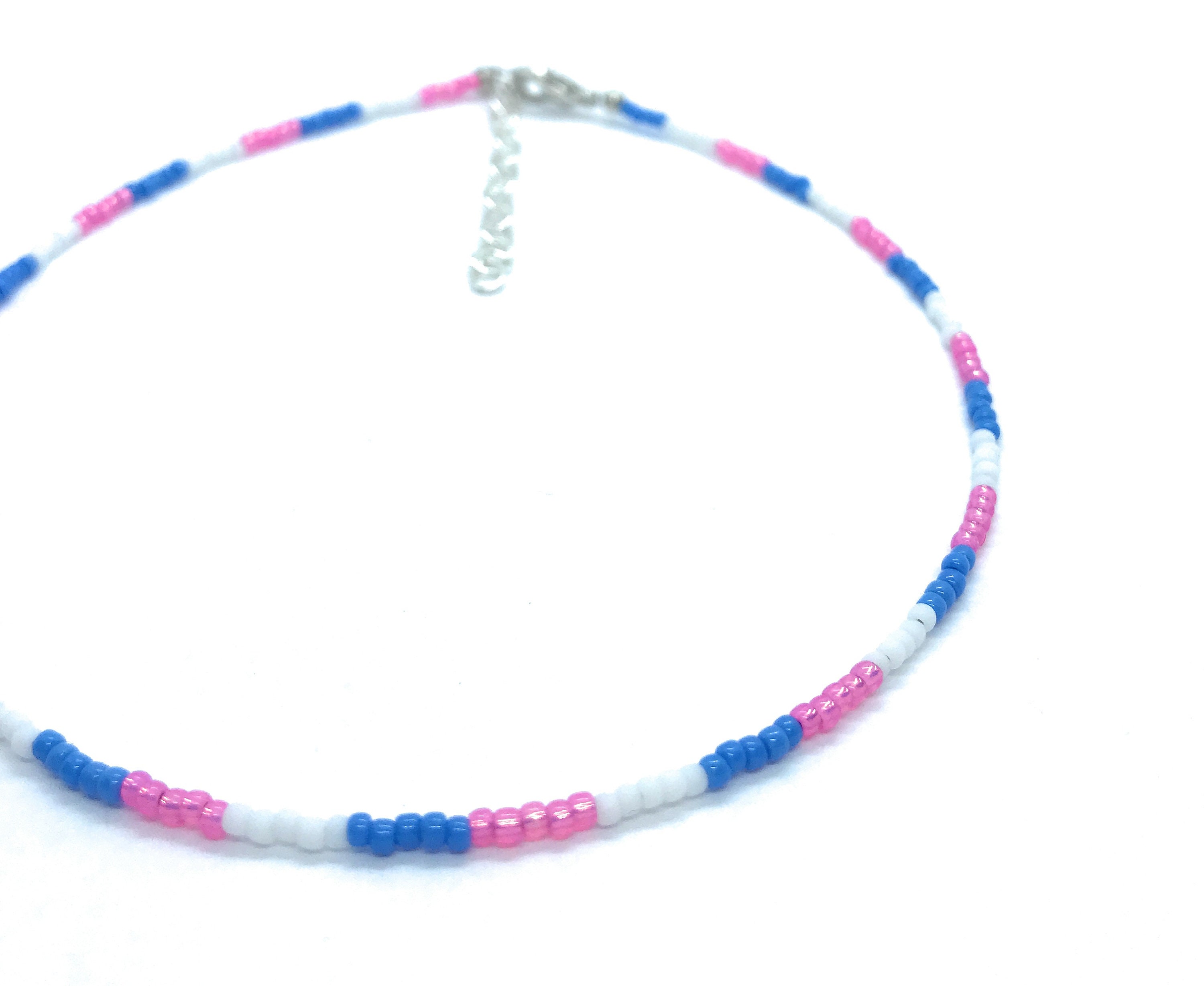 Transgender Seed Bead Choker, Pride Seed Bead Choker - Etsy