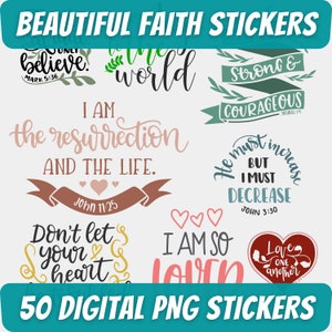 50 FAITH QUOTES HQ Digital Stickers, Pre-cropped Digital Planner ...