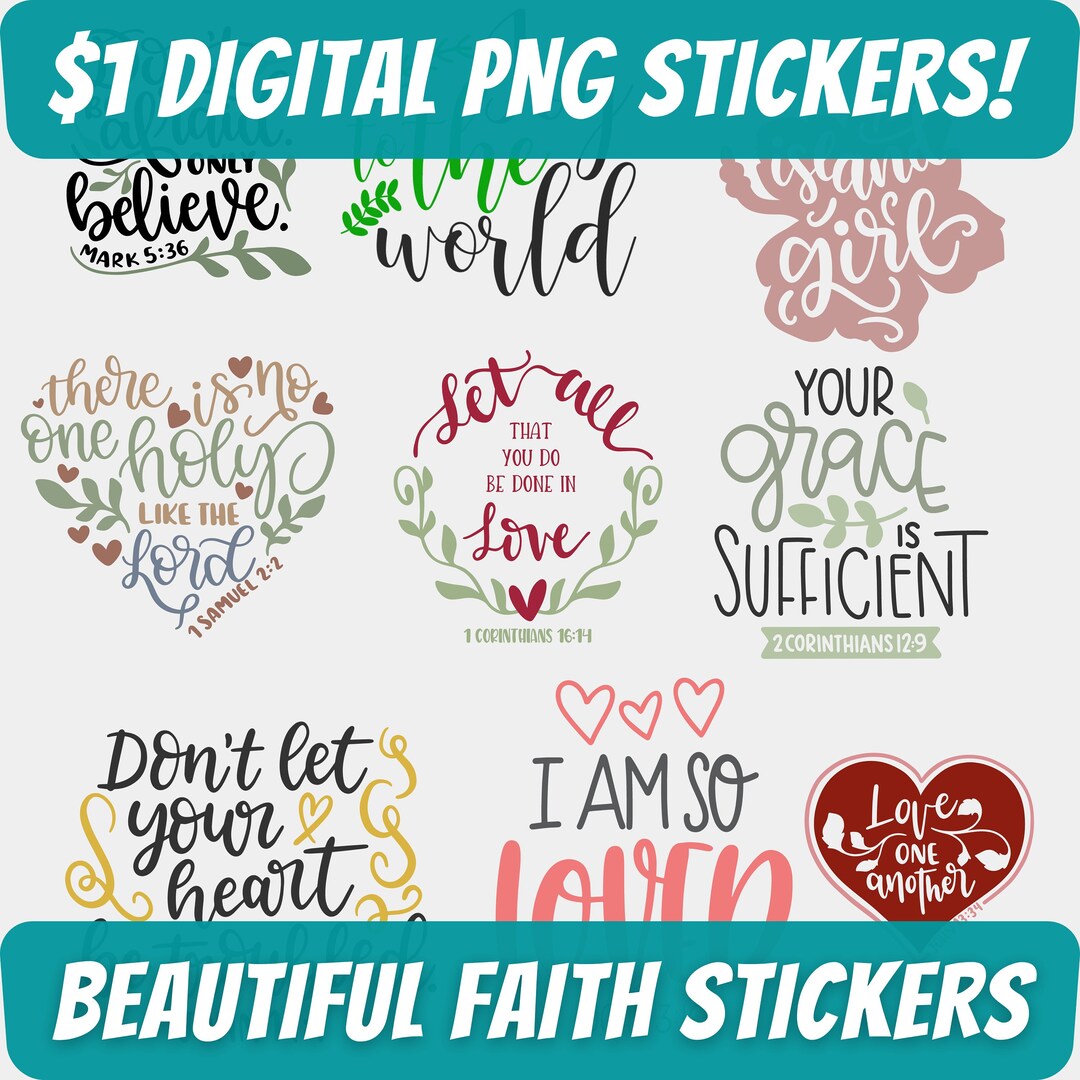 11 FAITH QUOTES HQ Digital Stickers, Pre-cropped Digital Planner ...